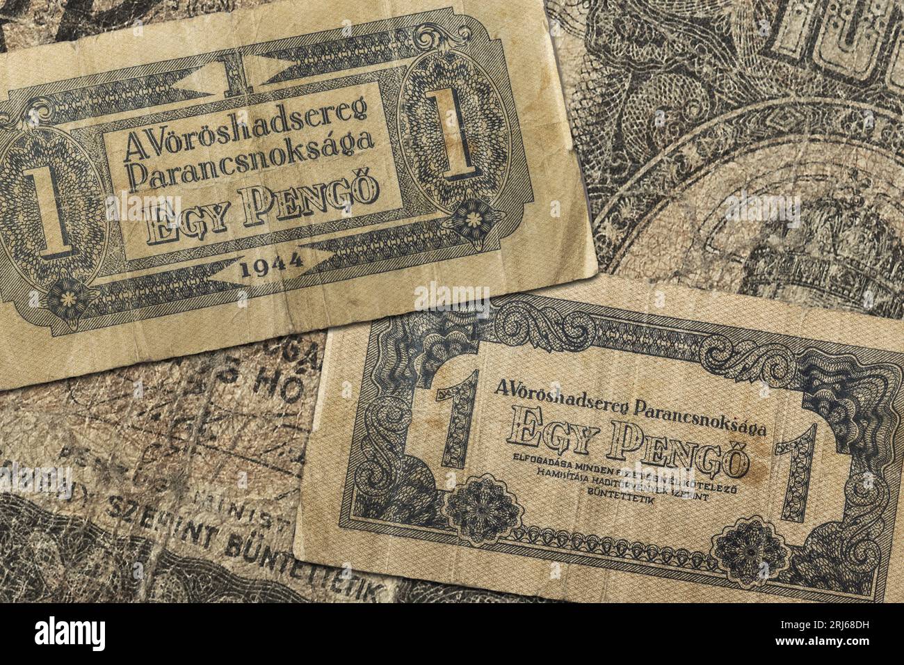 A closeup of a Hungarian one Pengo banknote during provisional ...