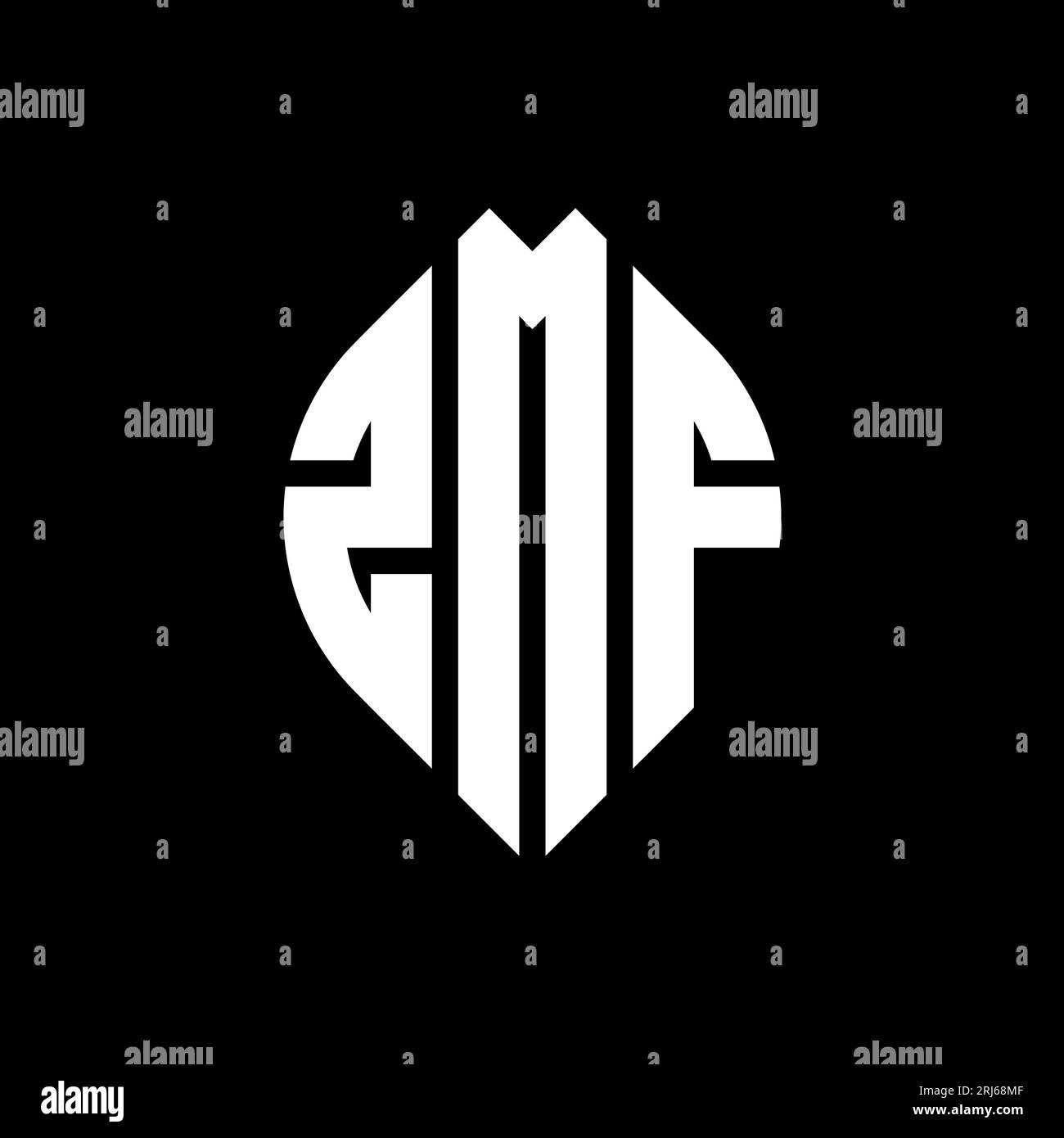 ZMF circle letter logo design with circle and ellipse shape. ZMF ...