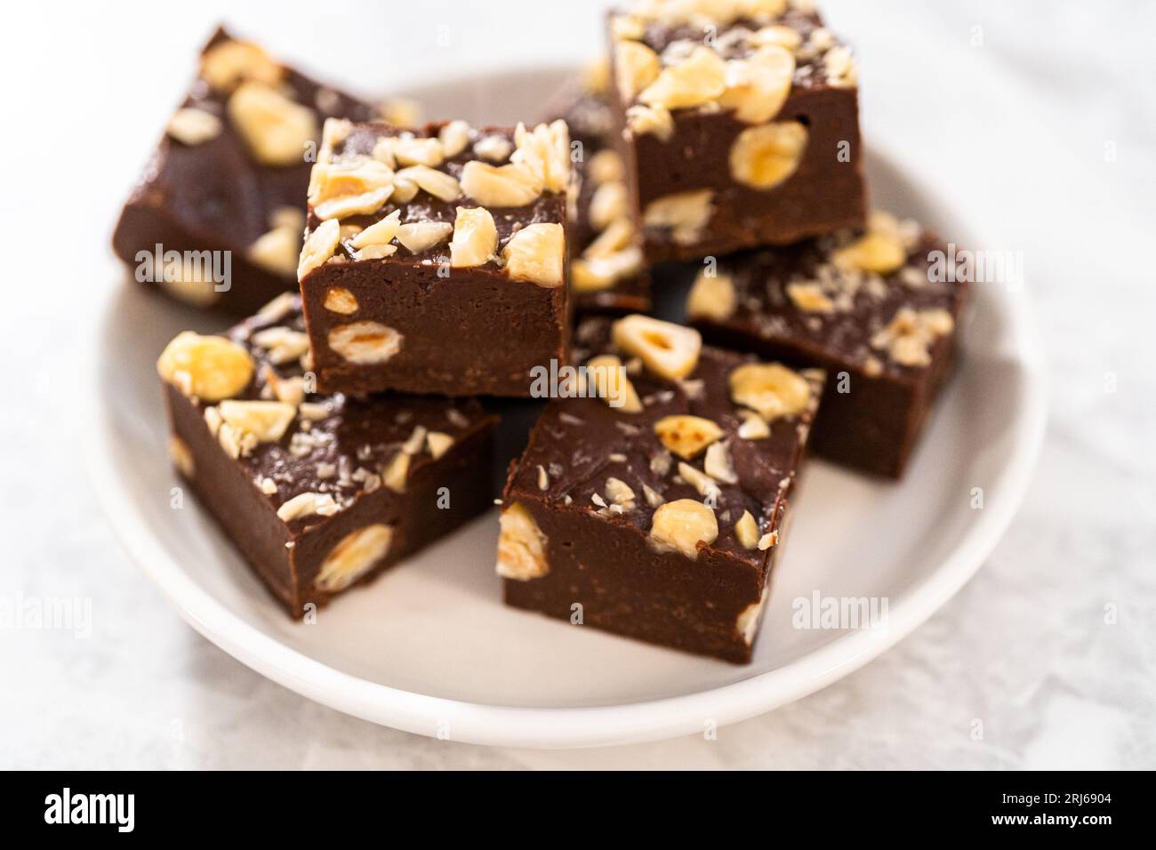 Chocolate hazelnut fudge Stock Photo - Alamy