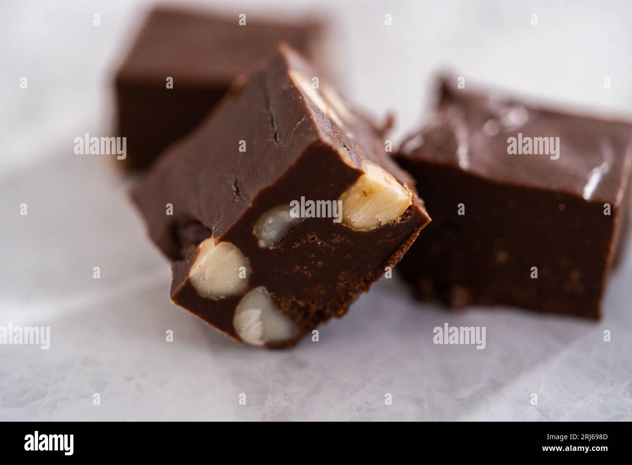 Chocolate macadamia fudge Stock Photo - Alamy