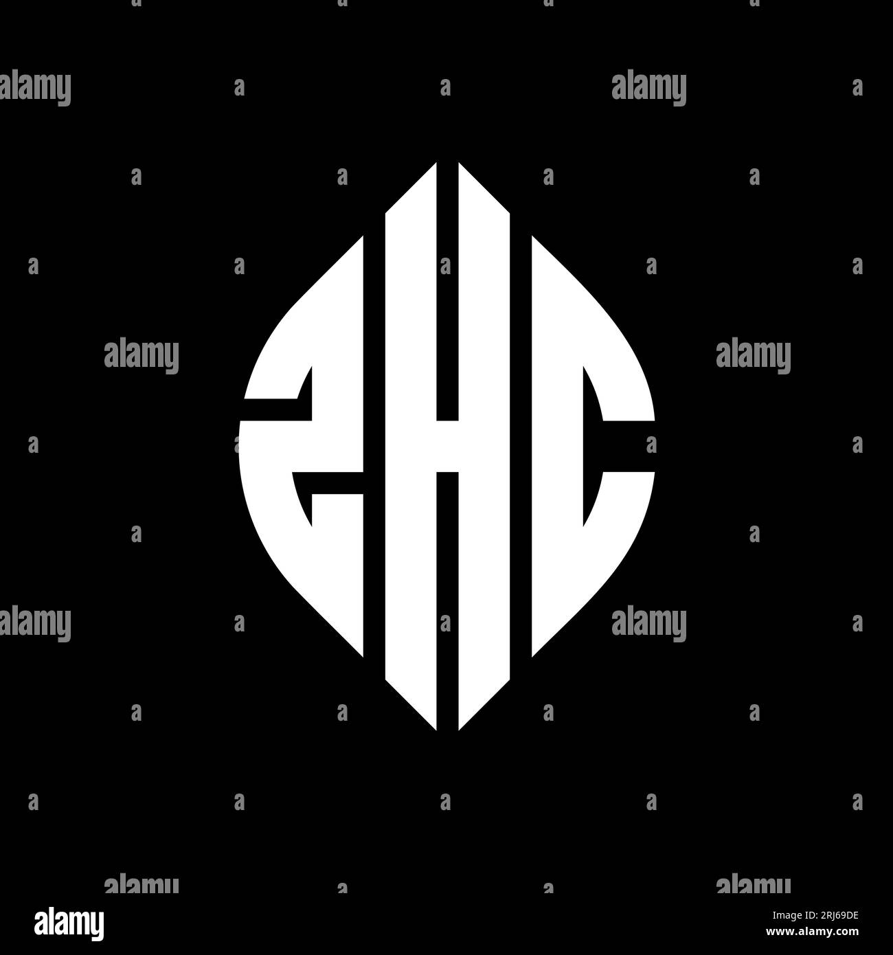 ZHC circle letter logo design with circle and ellipse shape. ZHC ...