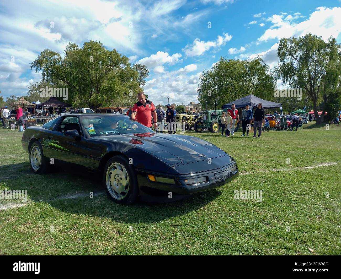 Old black sport 1980s Chevrolet Corvette C4 two door coupe hardtop in ...