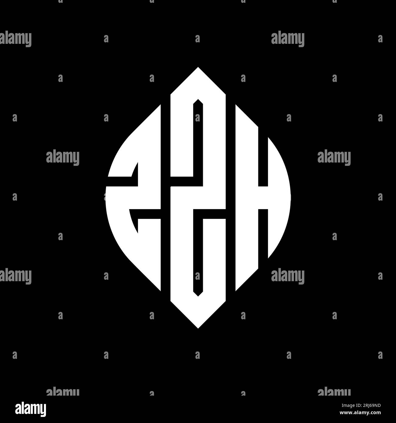 ZZH circle letter logo design with circle and ellipse shape. ZZH ...