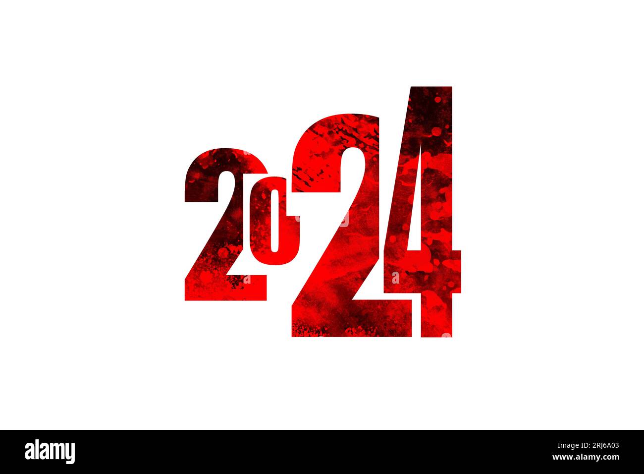 2024 from the texture of red spots and stains on a white background ...
