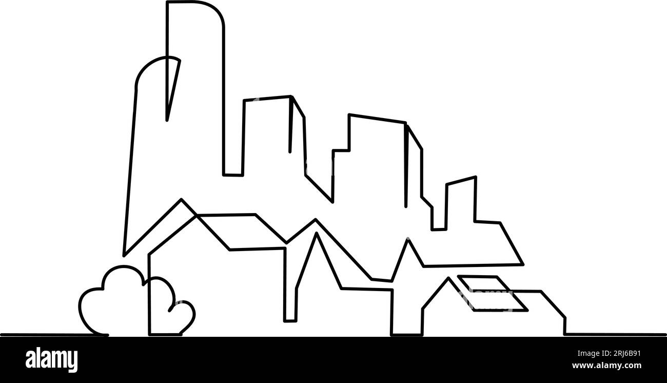 Modern cityscape. Continuous one line vector drawing Stock Vector Image ...