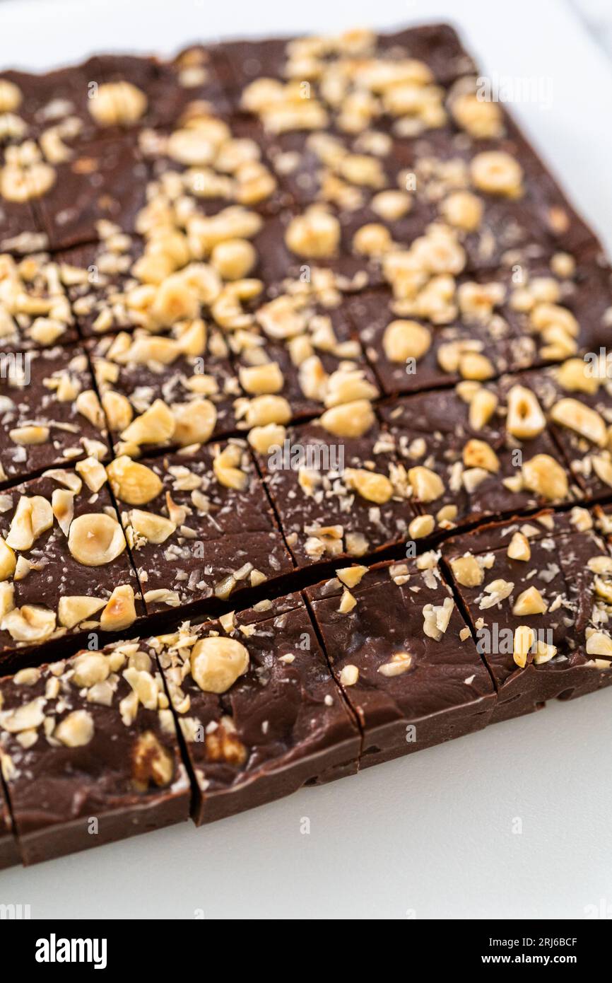 Chocolate hazelnut fudge Stock Photo - Alamy