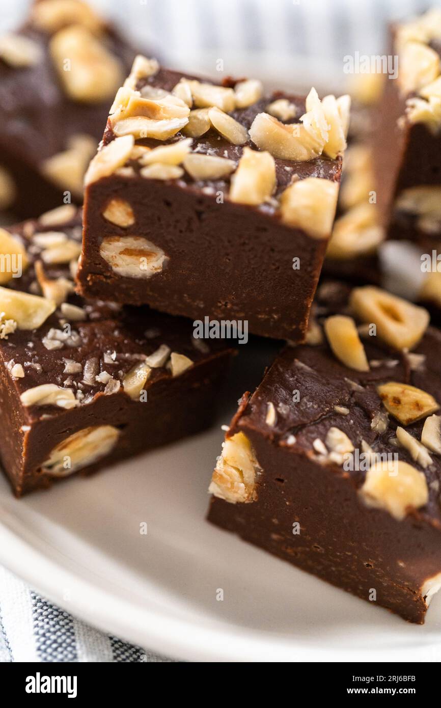 Chocolate hazelnut fudge Stock Photo - Alamy