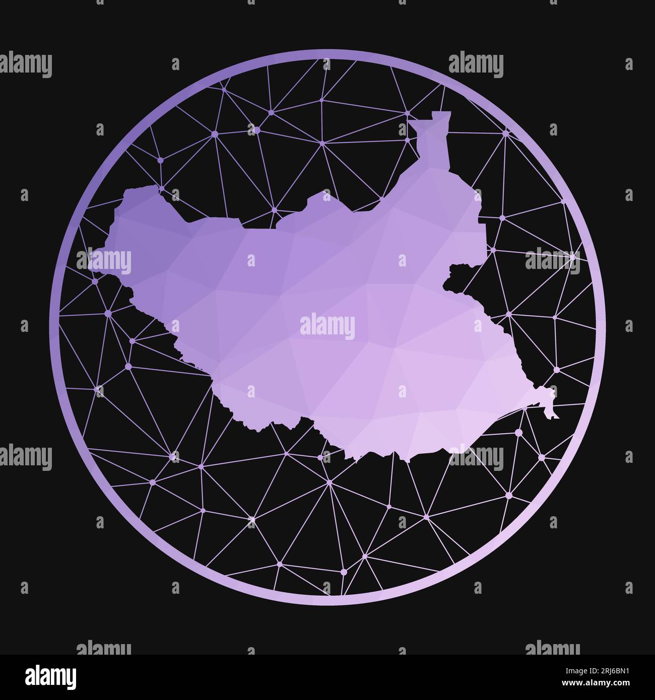 South Sudan icon. Vector polygonal map of the country. South Sudan icon ...