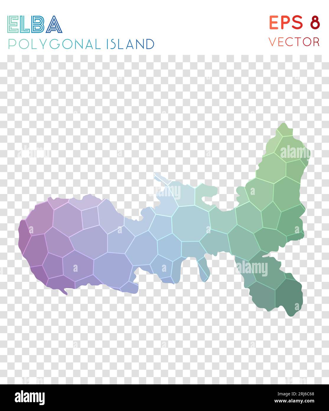 Elba polygonal map, mosaic style island. Noteworthy low poly style ...