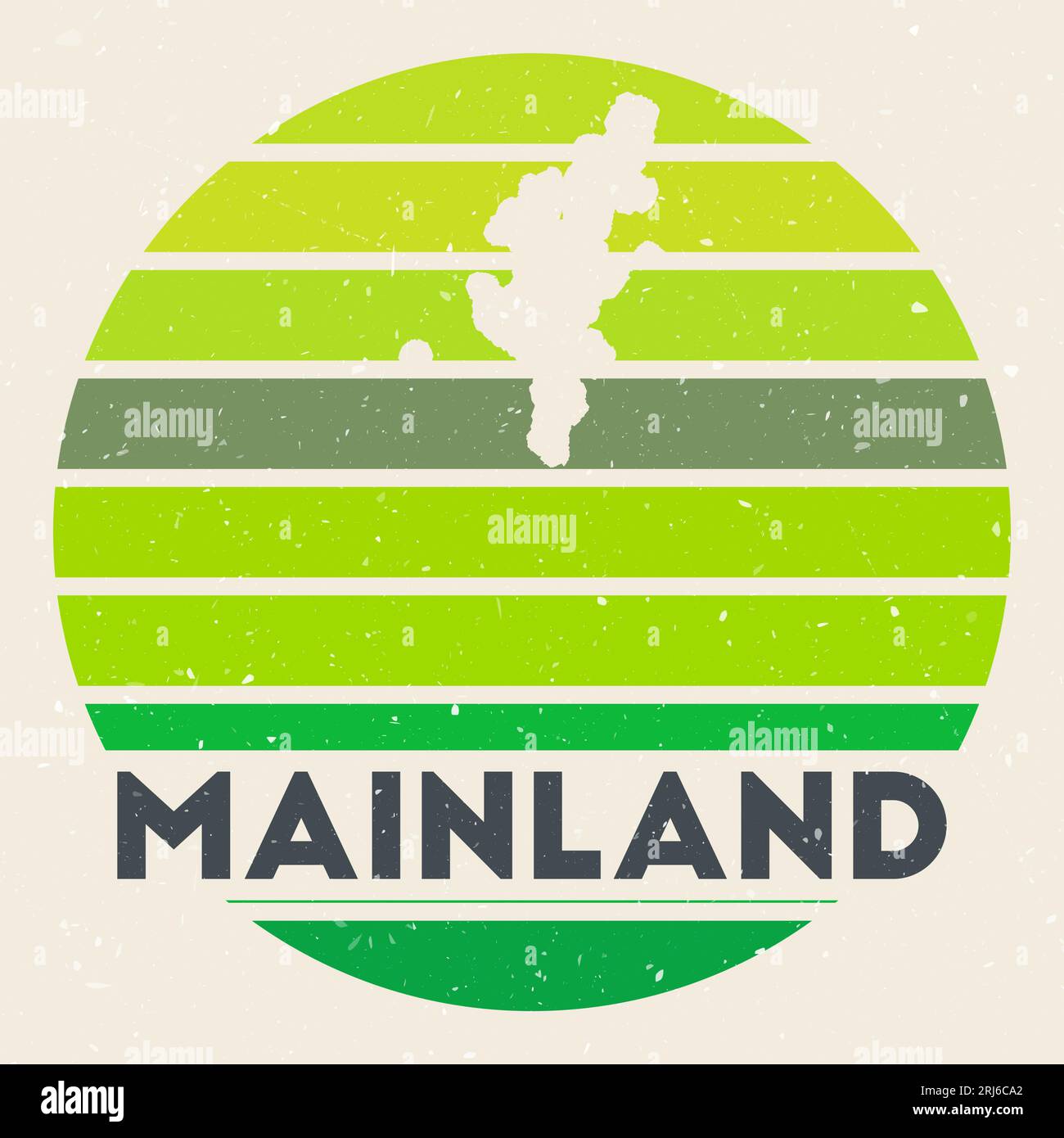 Mainland logo. Sign with the map of island and colored stripes, vector ...