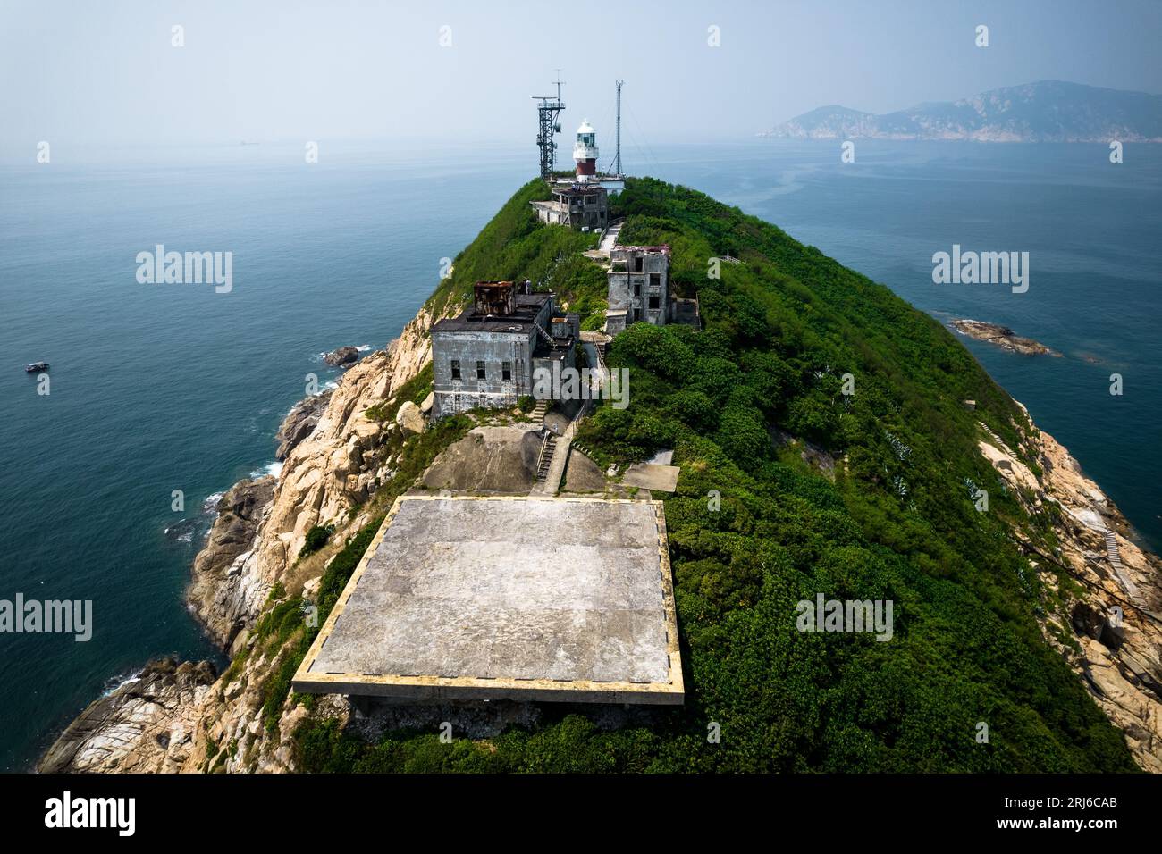An aerial shot of the Lighthouse of Waglan Island in Hong Kong Stock ...