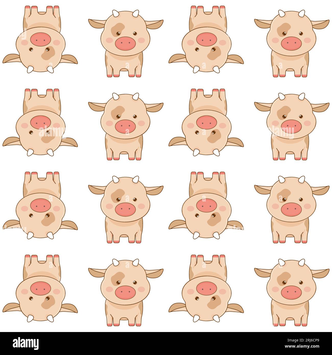 Pattern seamless animals cute farm animals cow, sheep, chicken, pig ...