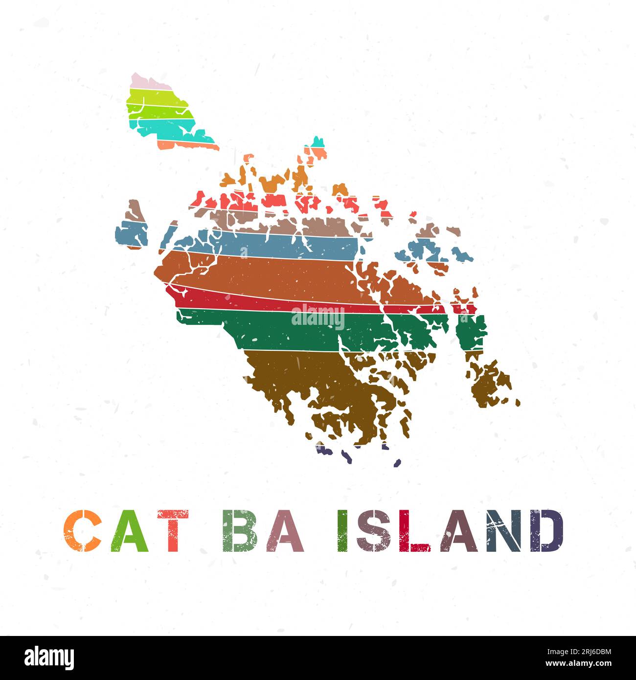 Cat Ba Island map design. Shape of the island with beautiful geometric ...
