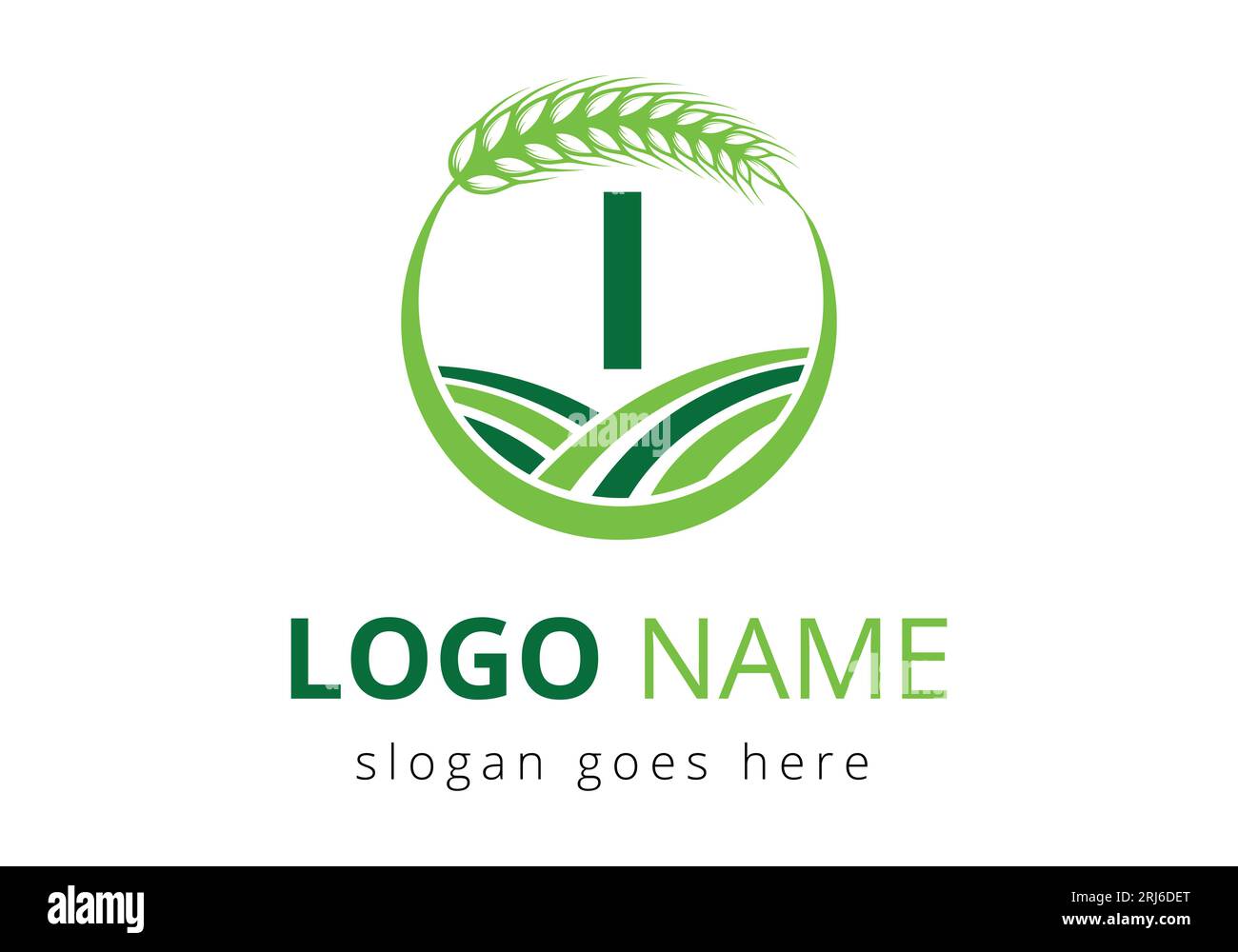 letter I sign symbol with wheat ears wreath. Agriculture Logo Farming ...
