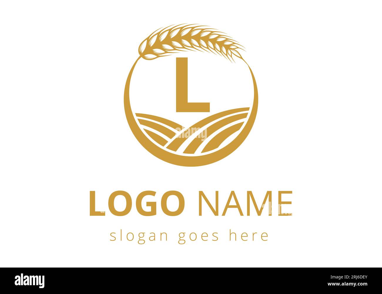letter L sign symbol with wheat ears wreath. Agriculture Logo Farming ...