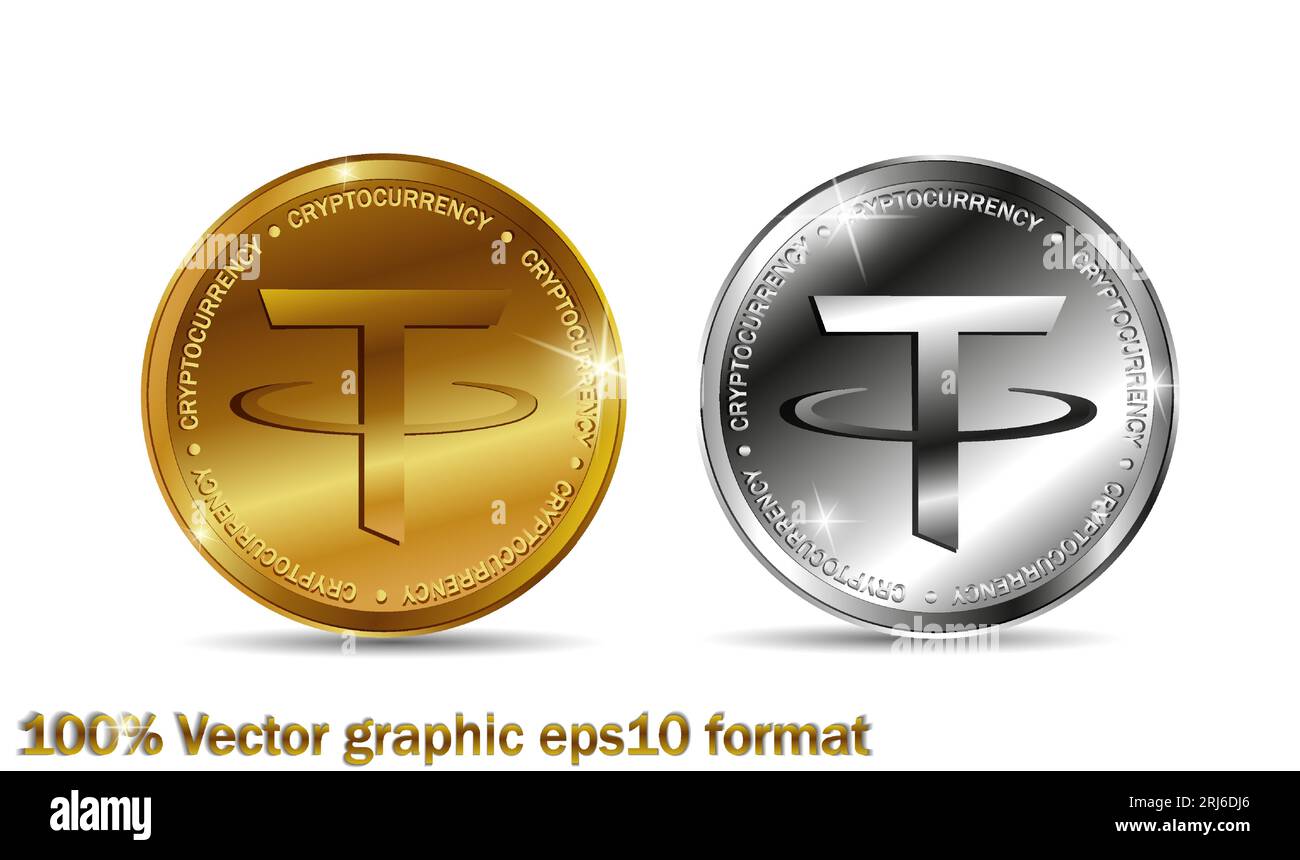 Golden and silver tether coin. Crypto currency golden and silver coin ... Golden and silver tether coin. Crypto currency golden and silver coin ...