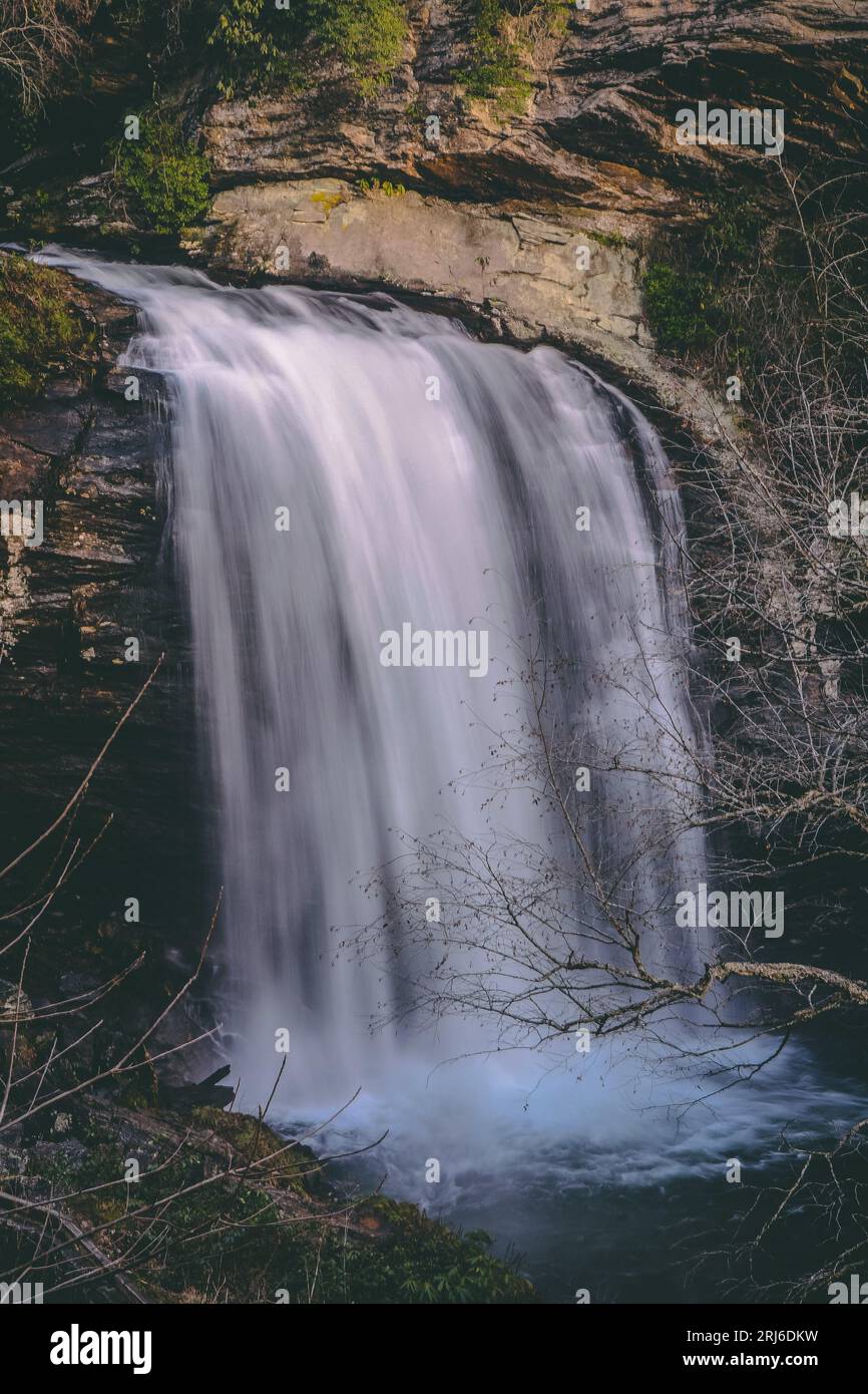 This stunning waterfall cascading down the side of a mountain Stock ...