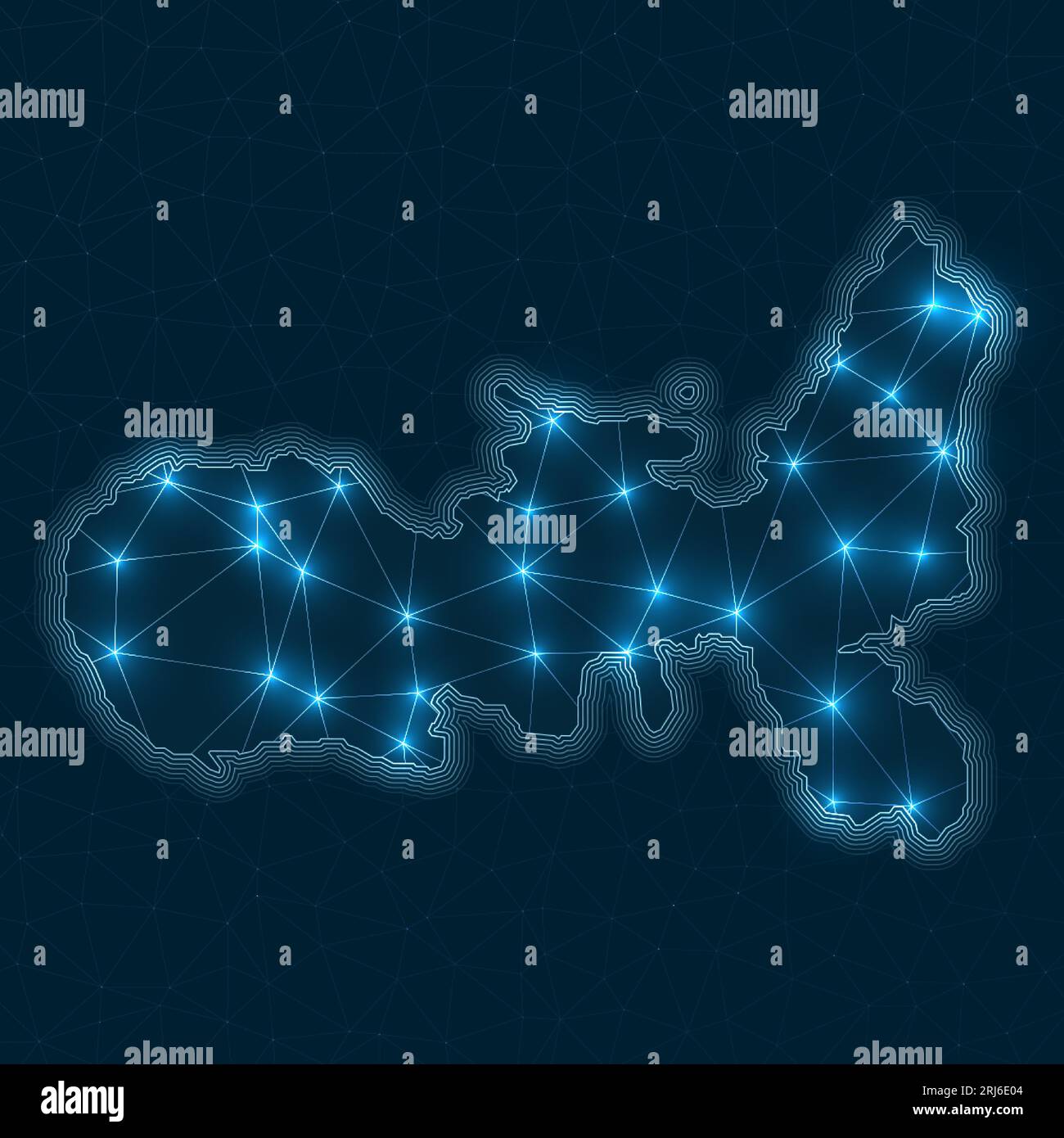 Elba network map. Abstract geometric map of the island. Digital ...
