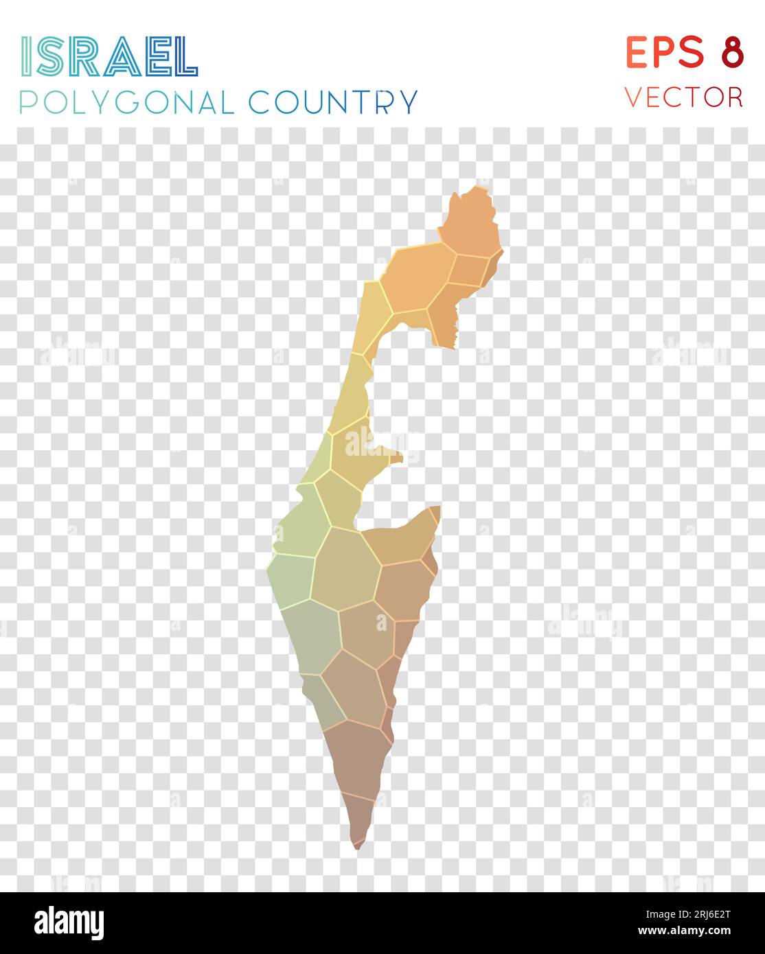 Israel polygonal map, mosaic style country. Mesmeric low poly style ...