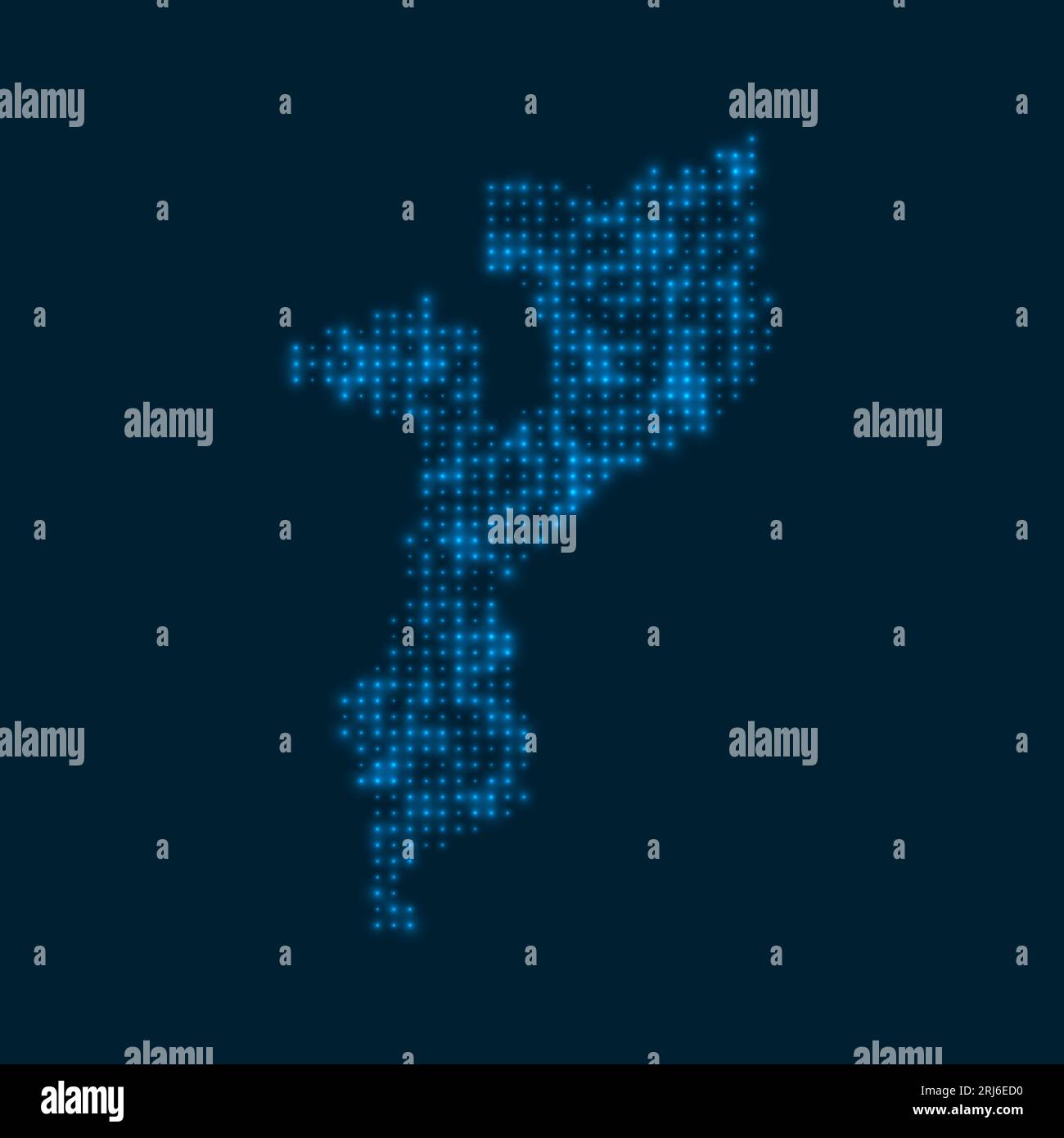 Mozambique dotted glowing map. Shape of the country with blue bright bulbs. Vector illustration ...