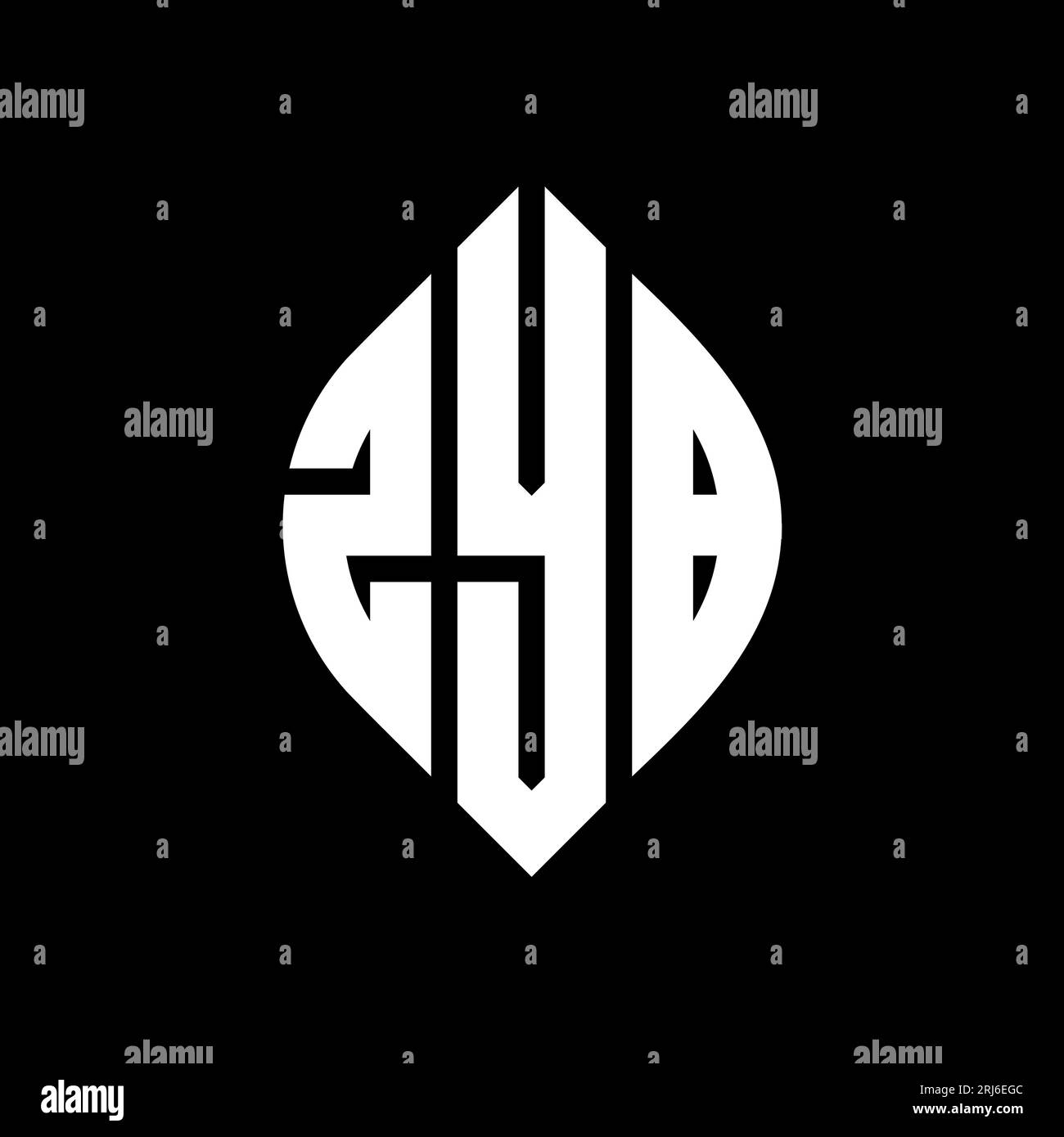 ZYB circle letter logo design with circle and ellipse shape. ZYB ellipse letters with ...