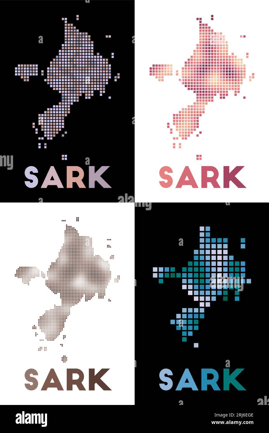 Sark map. Collection of map of Sark in dotted style. Borders of the ...