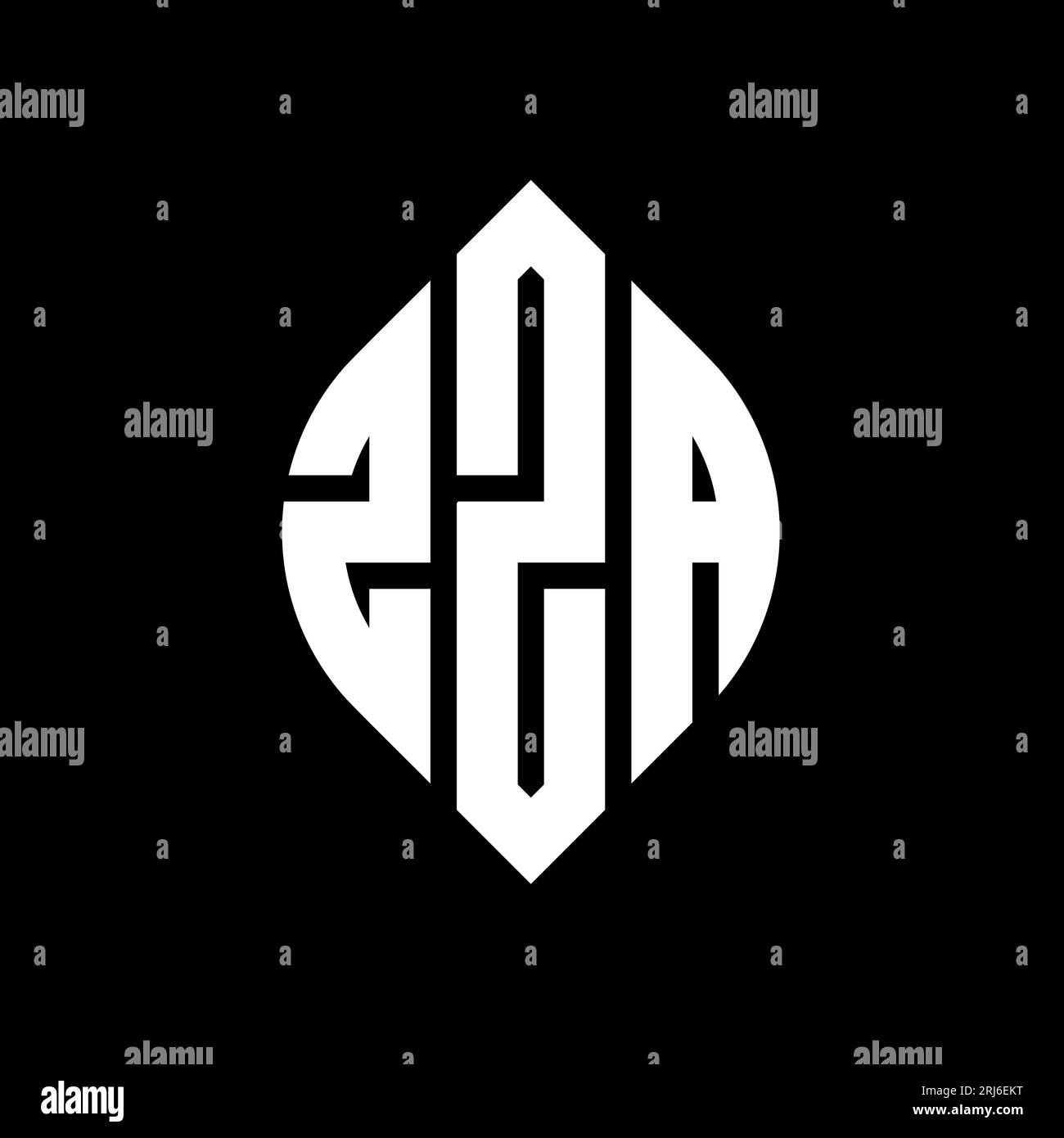 ZZA circle letter logo design with circle and ellipse shape. ZZA ...