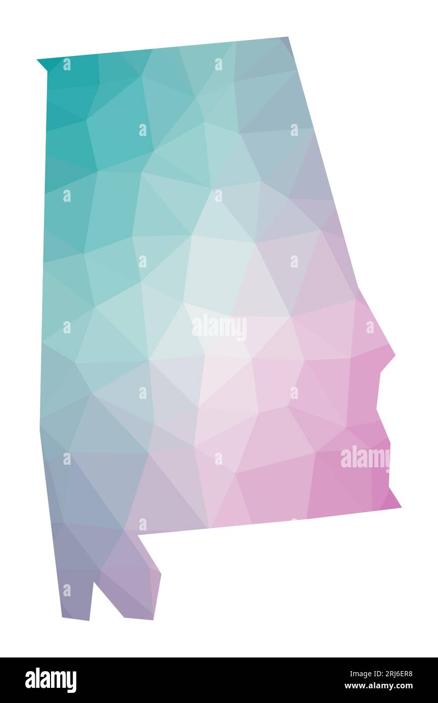 Polygonal map of Alabama. Geometric illustration of the US state in ...