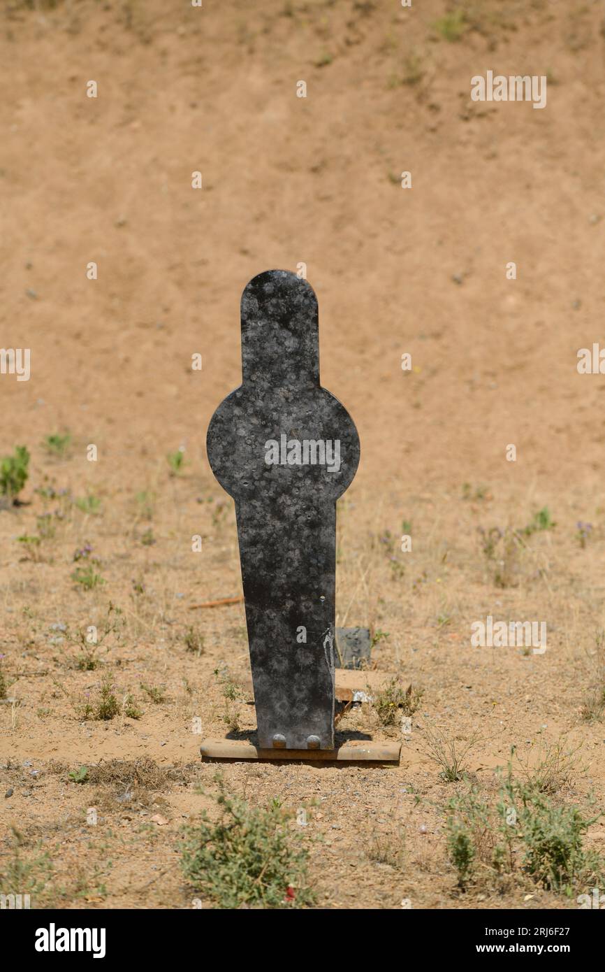 An unfinished sculpture stands in a pile of dirt, ready to be installed ...