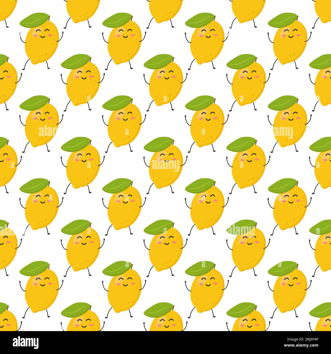 Seamless pattern of cute colorful yellow lemons. Lots of small fruits ...