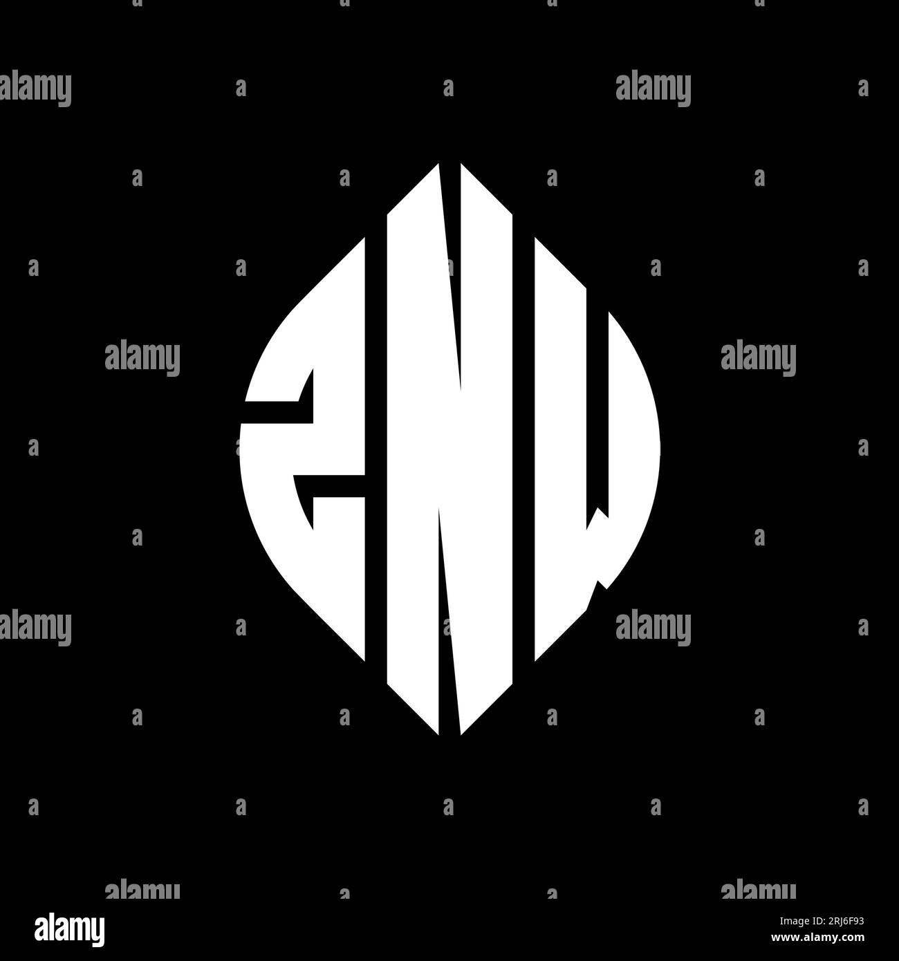 ZNW circle letter logo design with circle and ellipse shape. ZNW ...