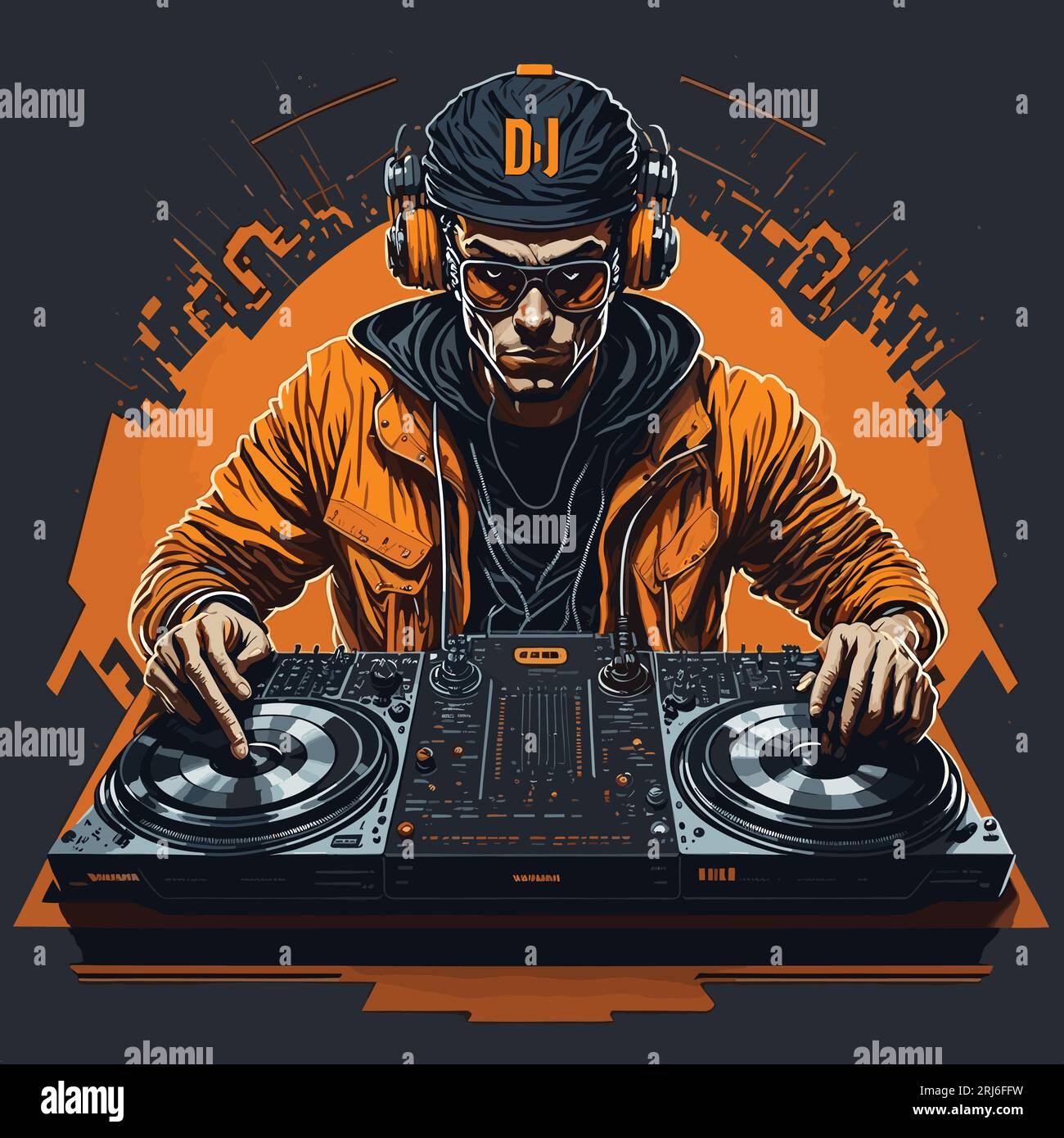 DJ Playing Music On Instrument Vector Format Stock Vector Image & Art ...