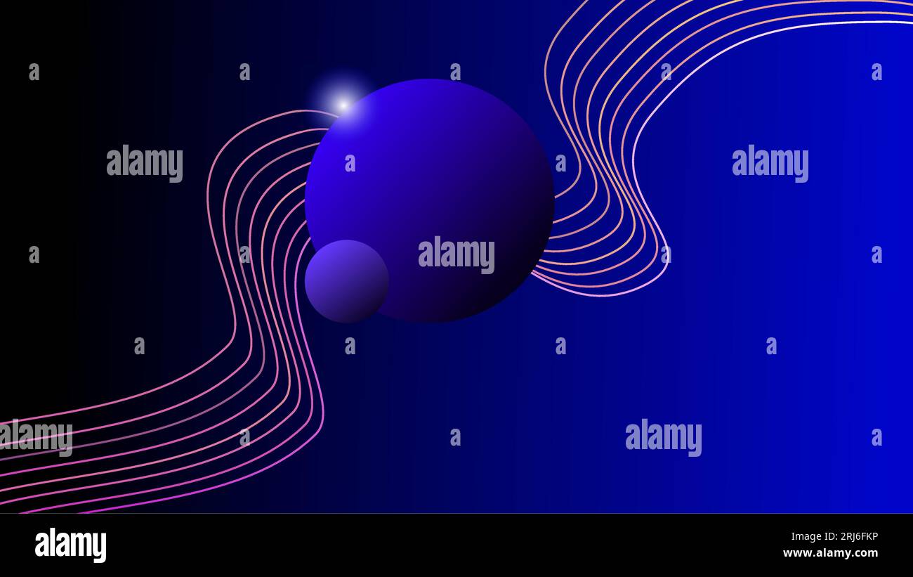 Strings outlines with dark blue gradient circle frame copy space ...