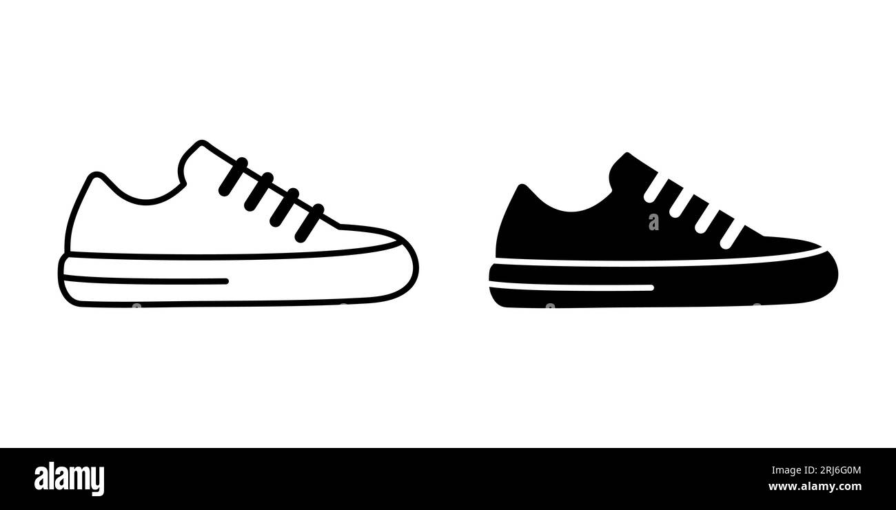 Flat Vector Silhouette Shoes or Sneakers Icon Set Isolated. Footwear Icons Stock Vector Image ...
