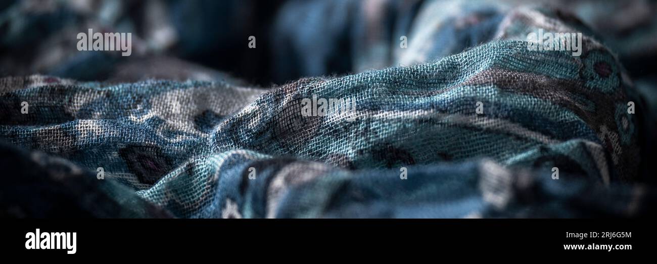 Wrinkled blue textured cloth, fashion industry Stock Photo - Alamy
