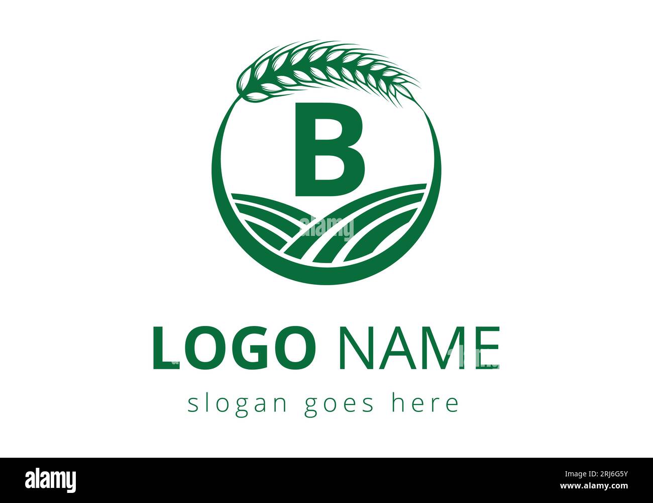 letter B sign symbol with wheat ears wreath. Agriculture Logo Farming ...