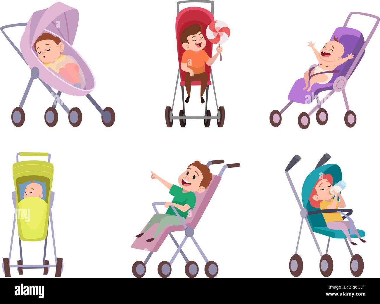 Funny baby in stroller Stock Vector Images - Alamy