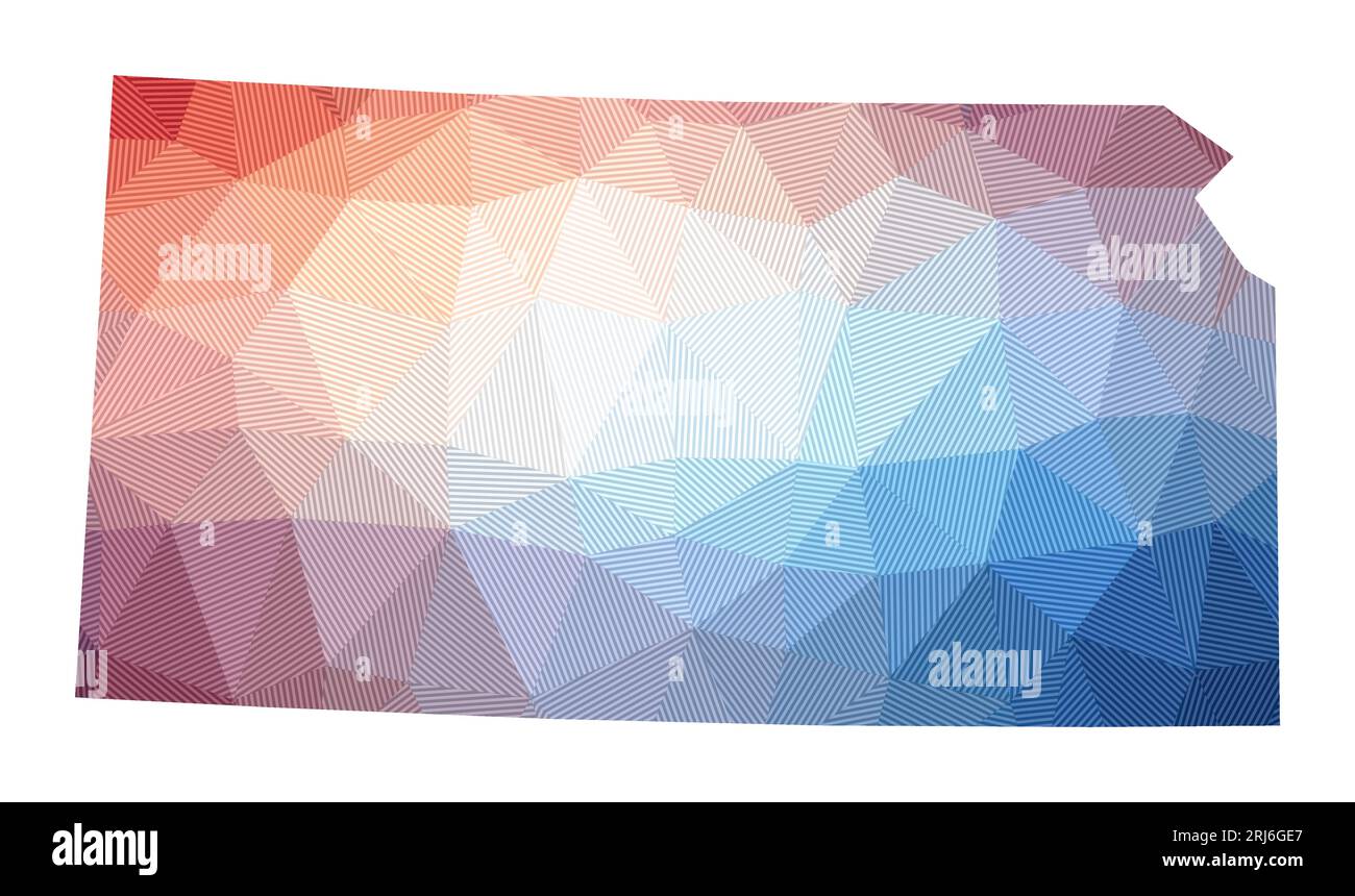 Low poly illustration of the US state of Kansas. Geometric design with ...