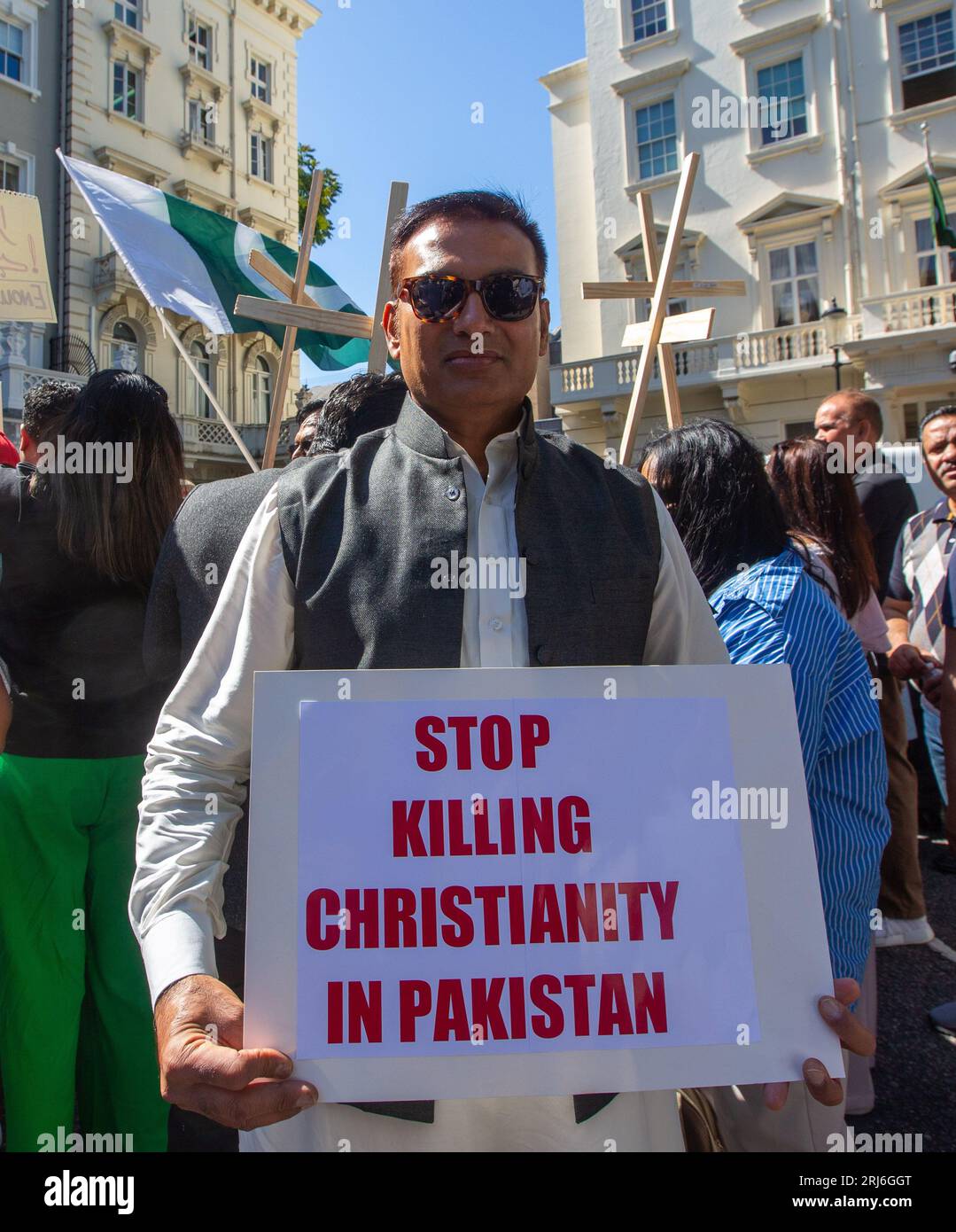 London, England, UK. 21st Aug, 2023. Pakistani christians stage a ...