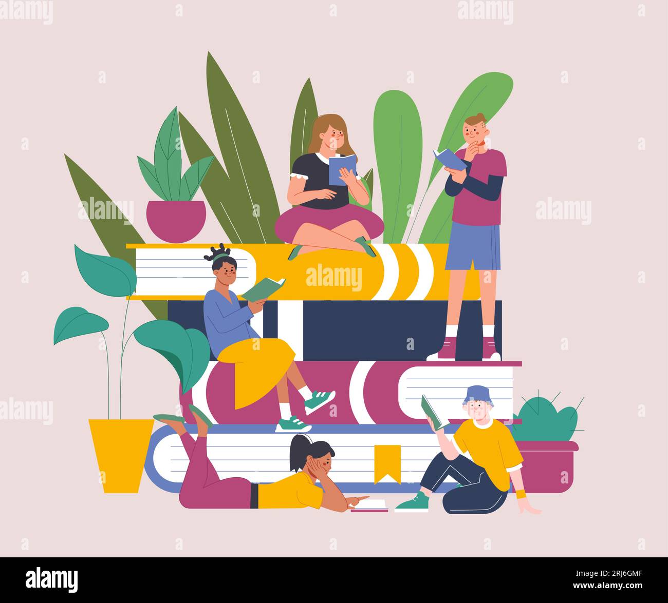 Teens reading at college Stock Vector Images - Alamy