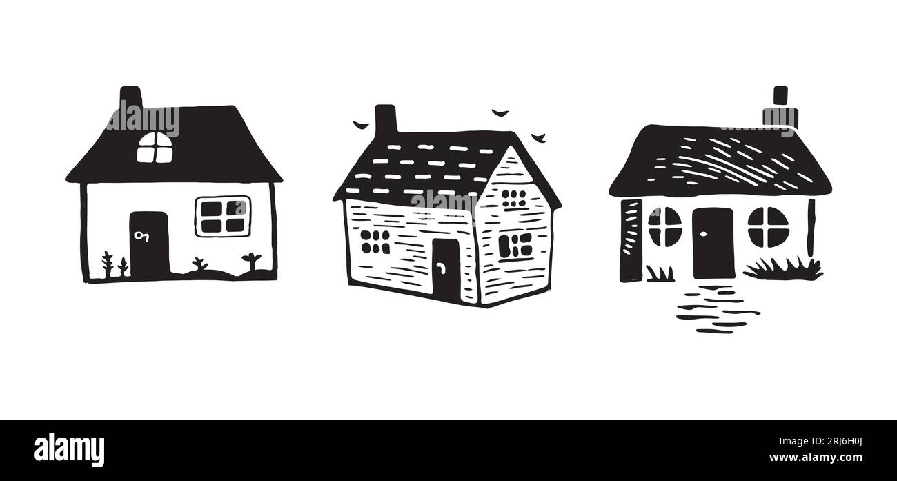 Group of whimsy beach houses for travel concept vector illustration ...