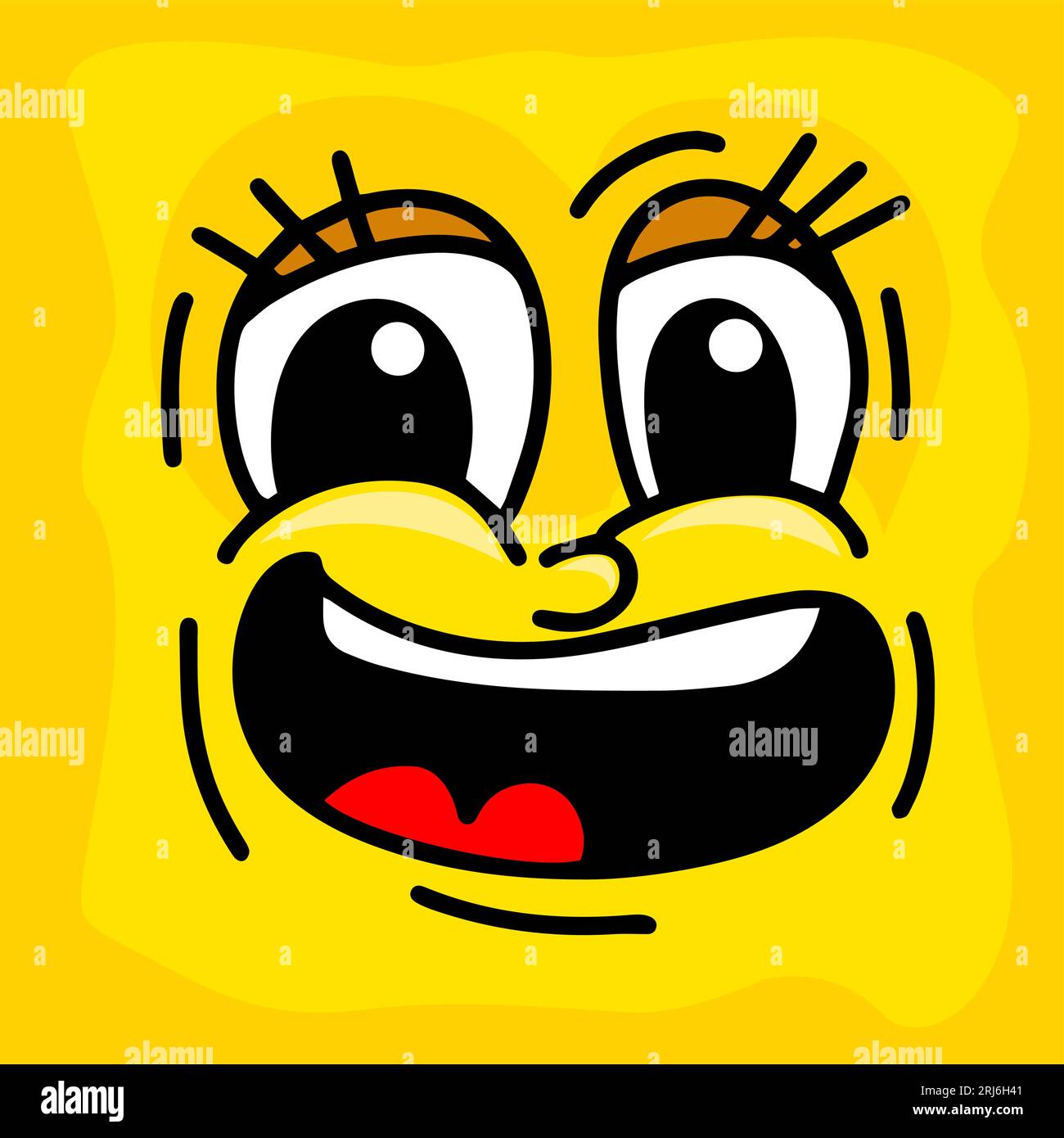 Yellow cheerful face. Vector illustration Stock Vector Image & Art - Alamy