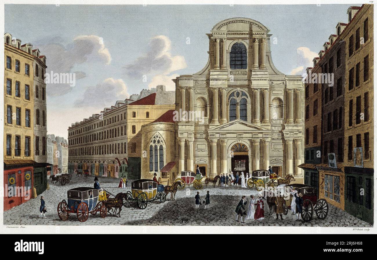 Eglise Saint-Gervais, vers 1820 - in "Vues de Paris" par Courvoisier ...