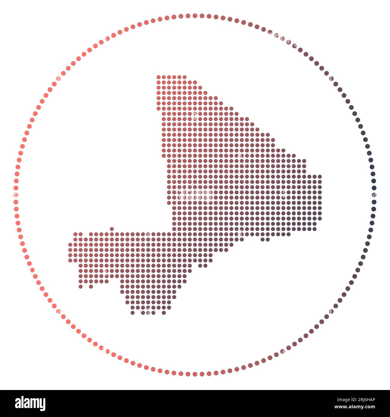 Mali digital badge. Dotted style map of Mali in a circle. Tech icon of ...