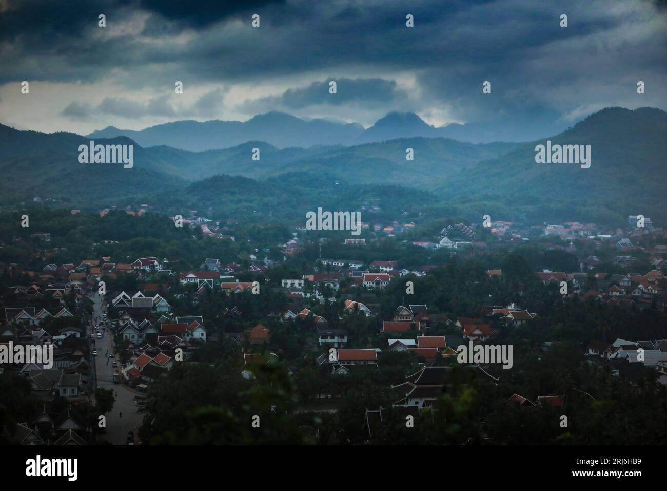 high angle view of luang prabang heritage iste of unesco in northern lao Stock Photo - Alamy