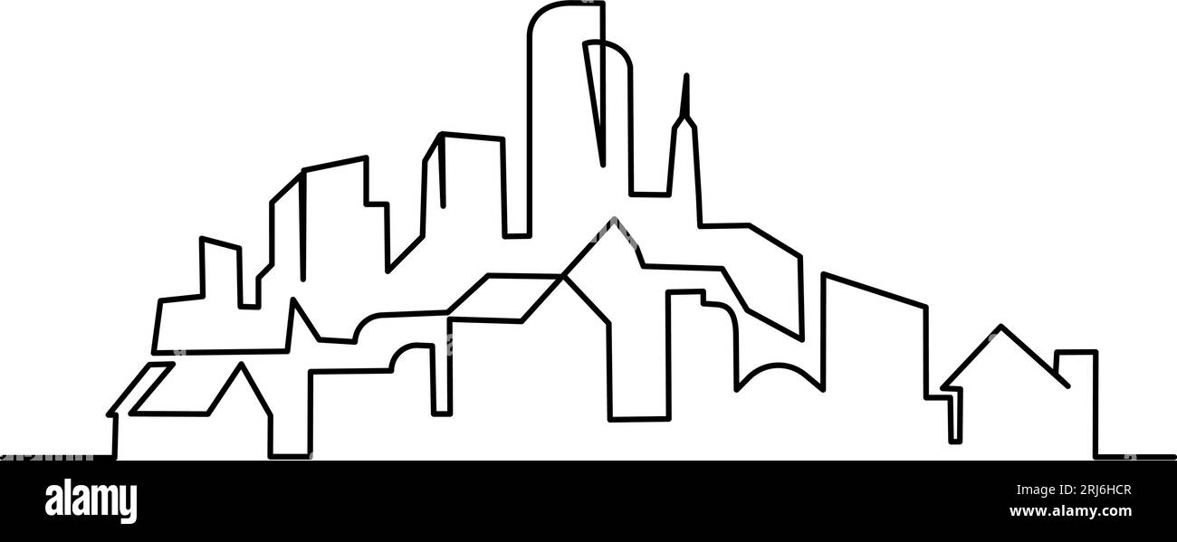 Modern cityscape. Continuous one line vector drawing Stock Vector Image ...