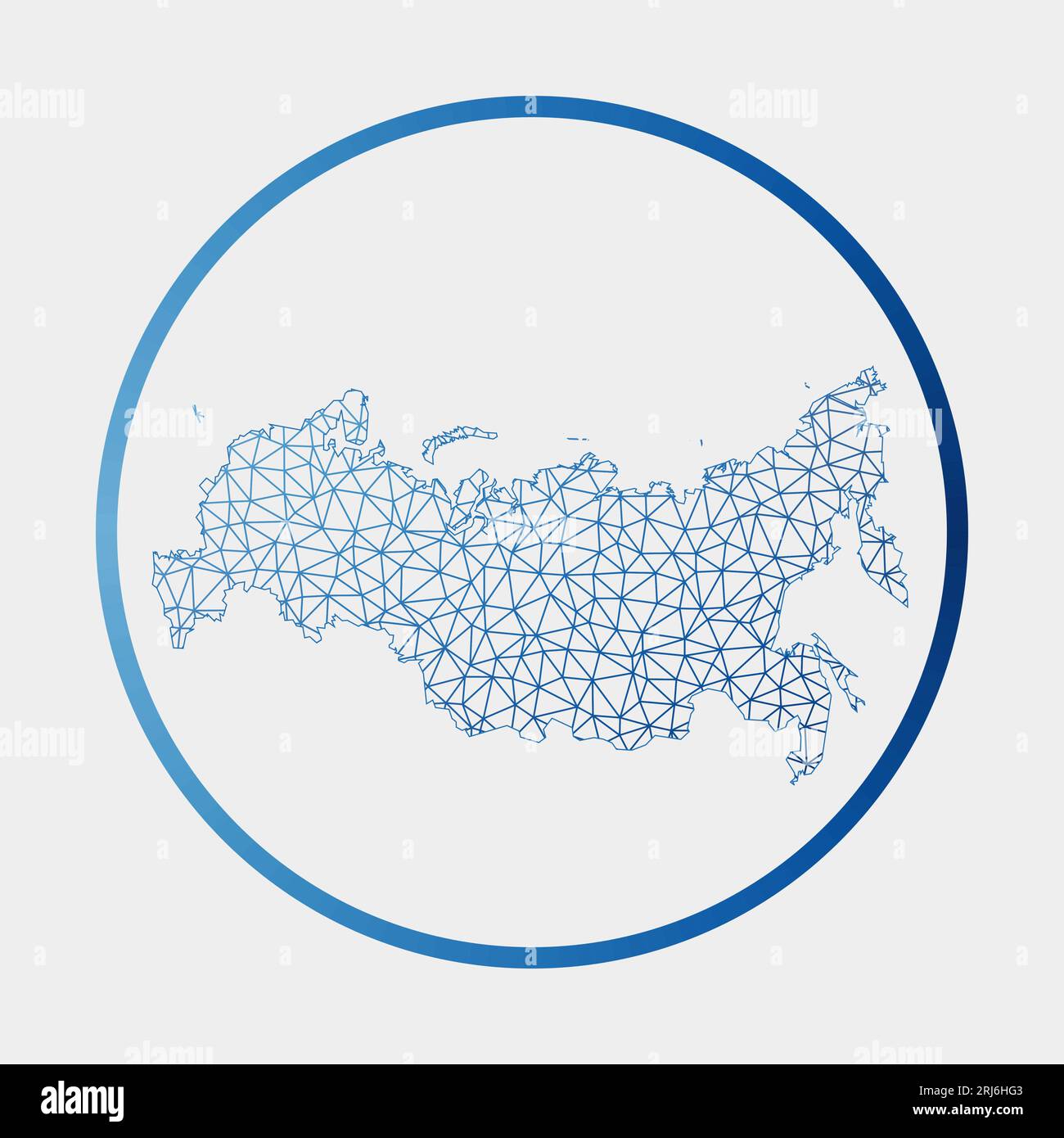 Russia icon. Network map of the country. Round Russia sign with ...