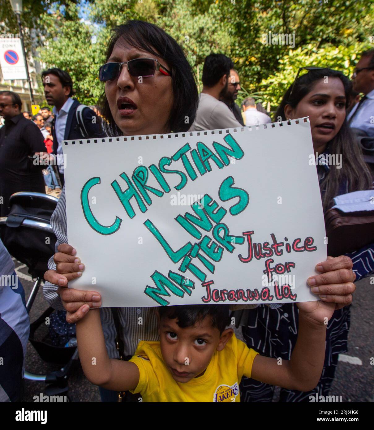 London, United Kingdom. August 21 2023. Pakistani christians protest ...