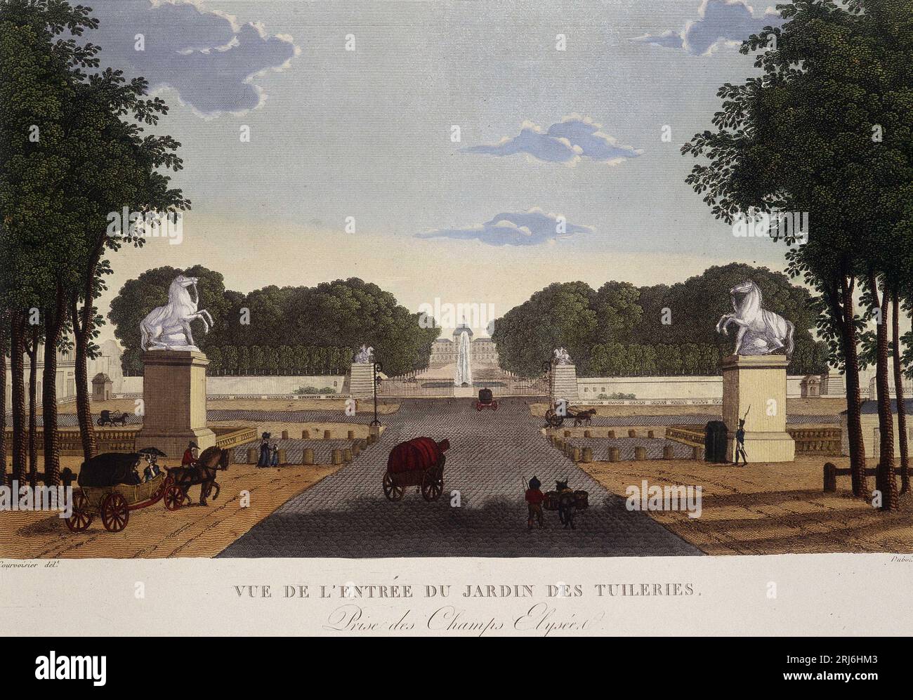 Entree du jardin des Tuileries vue des Champs-Elysees, vers 1820 - in ...