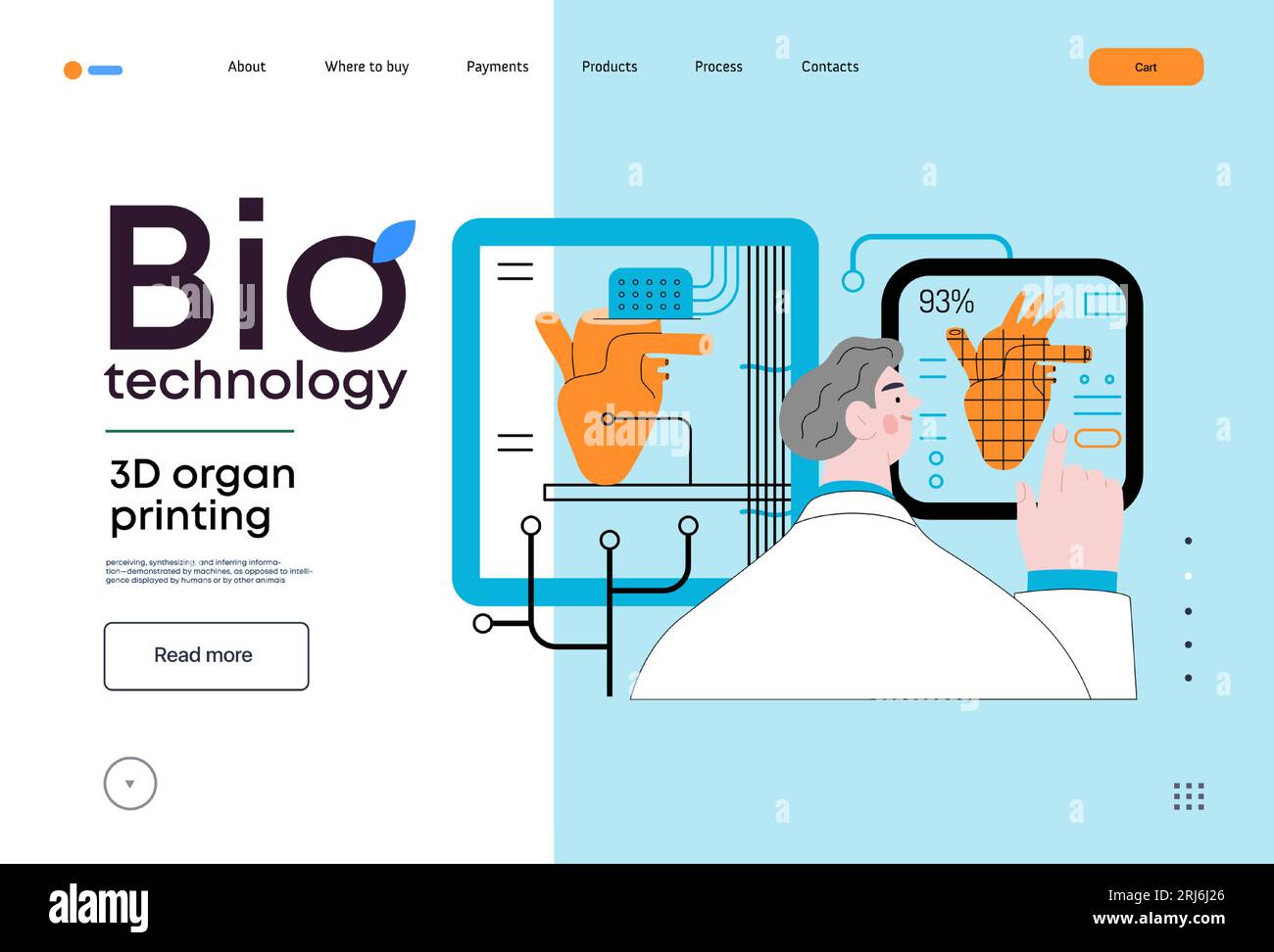 Bio Technology, 3D organ printing -modern flat vector concept ...